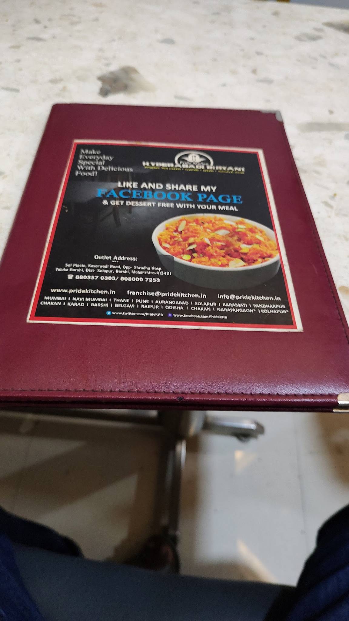 Menu at Pride Kitchen Hyderabadi Biryani, Barshi