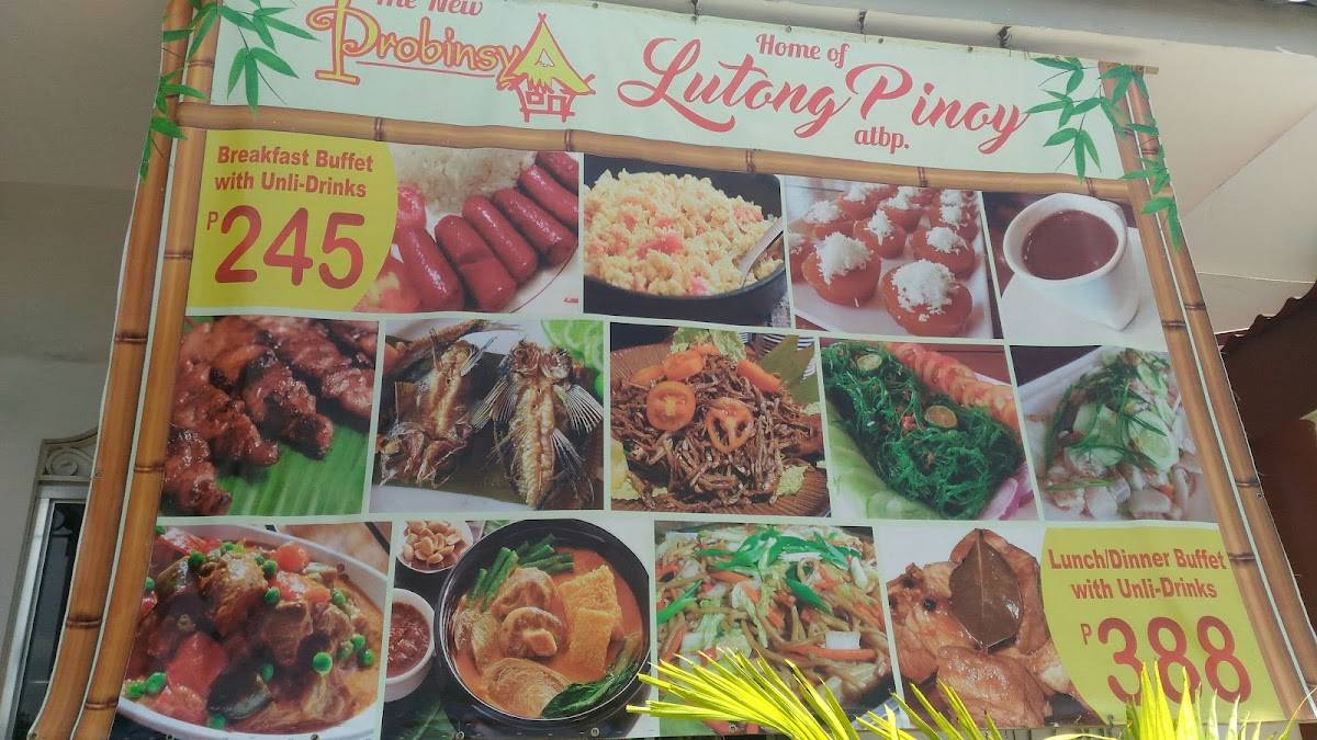 Carta del restaurante Probinsya, Dávao, 3JQ7+29F