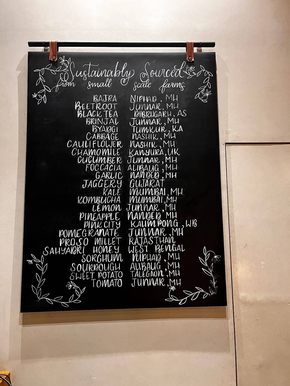 Menu at Project Hum, Mumbai