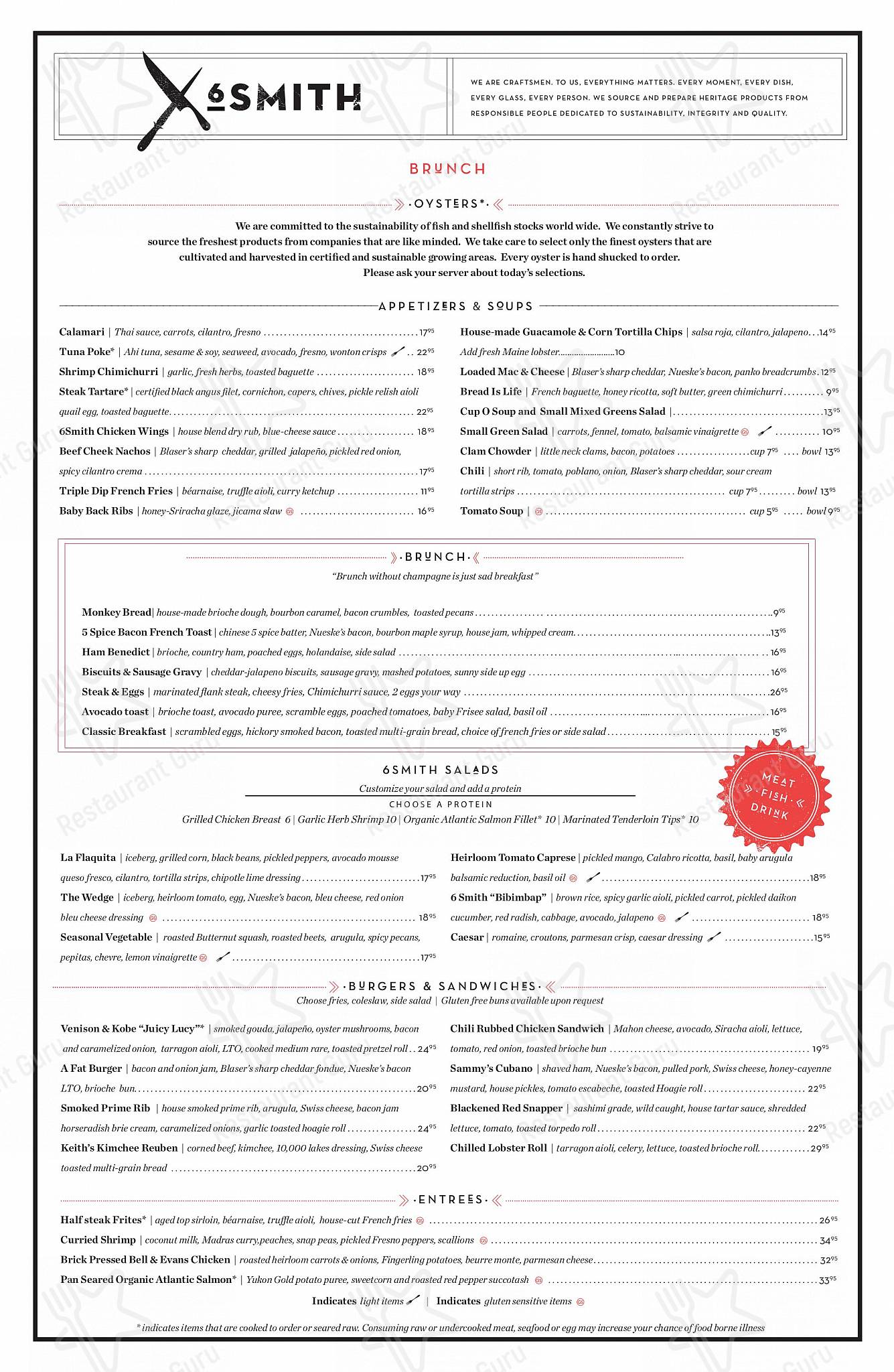 Menu at 6Smith pub & bar, Wayzata