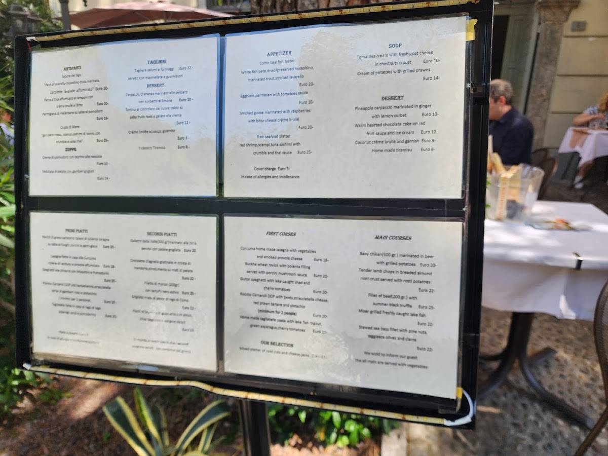Menu at Al Prato Restaurant, Varenna