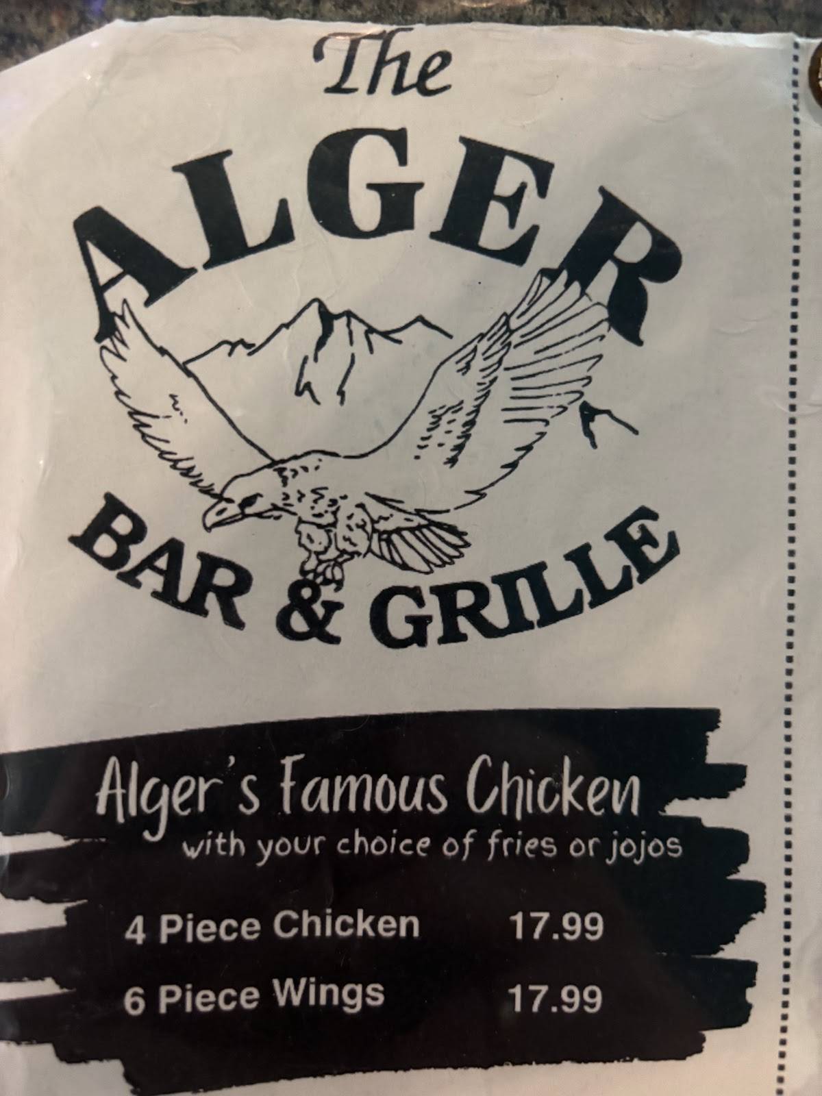 Menu at Alger Bar & Grille, Alger