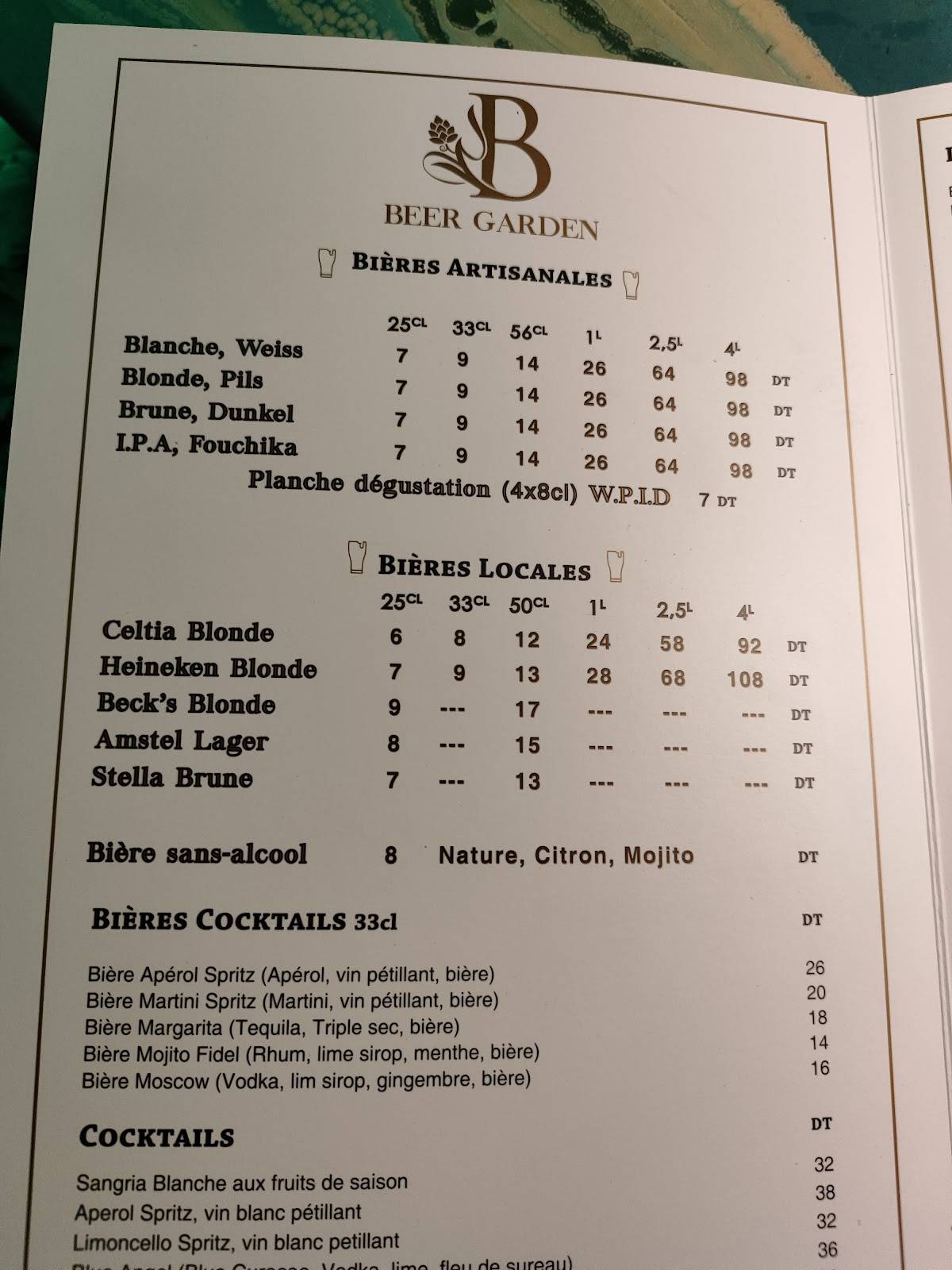 Menu at BEER GARDEN BRASSERIE pub & bar, Yasmine Hammamet