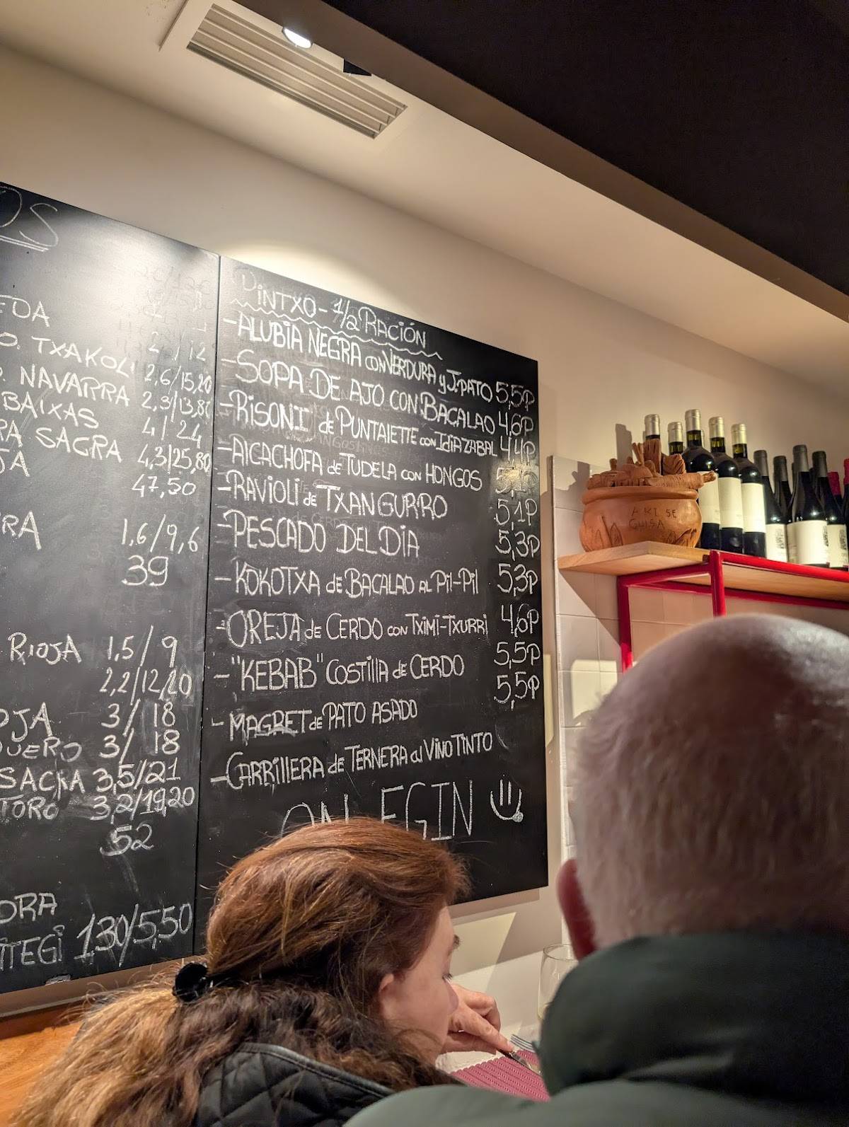 Menu at Borda Berri pub & bar, San Sebastián