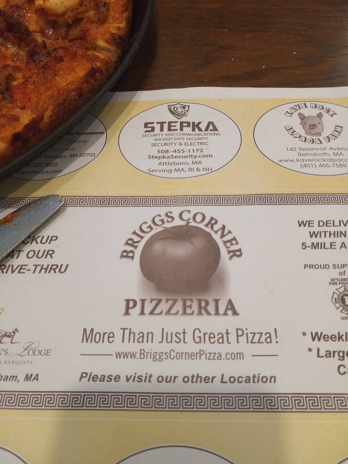 Menu at Briggs Corner Grill and Pizzeria, Attleboro