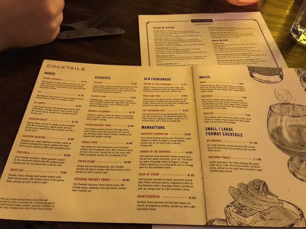 Menu at Butcher's Union pub & bar, Grand Rapids, 438 Bridge St NW
