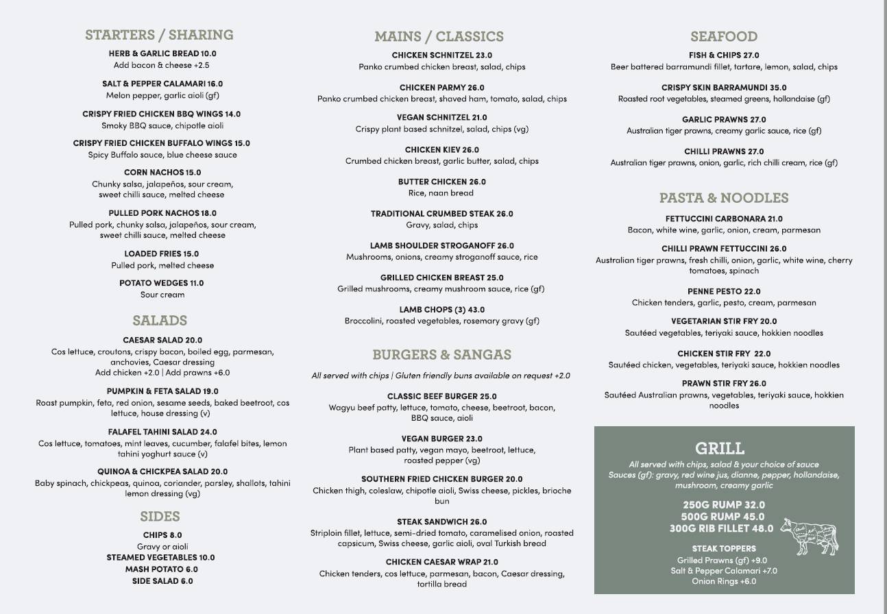 Menu at Commercial Hotel pub & bar, Clermont