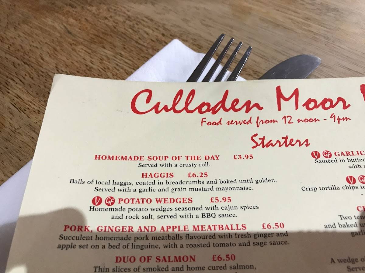 Menu at Culloden Moor Inn pub & bar, Balloch