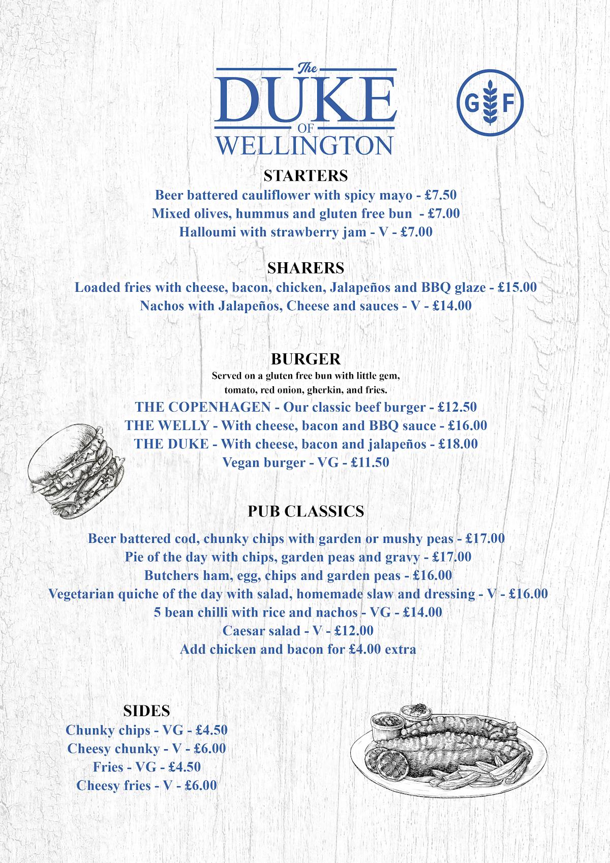 Menu at Duke of Wellington pub & bar, Southampton