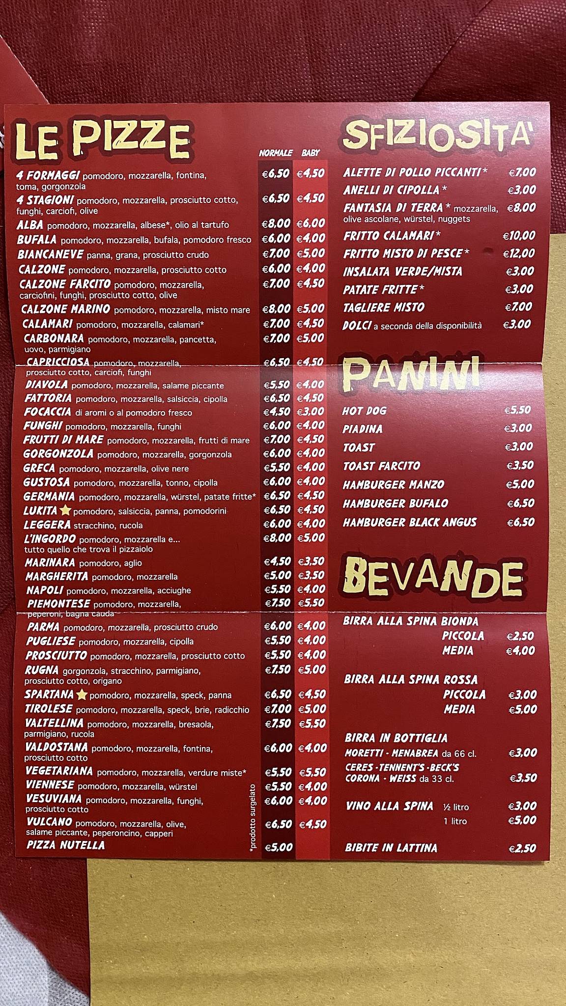 Menu at El Borracho pub & bar, Biella