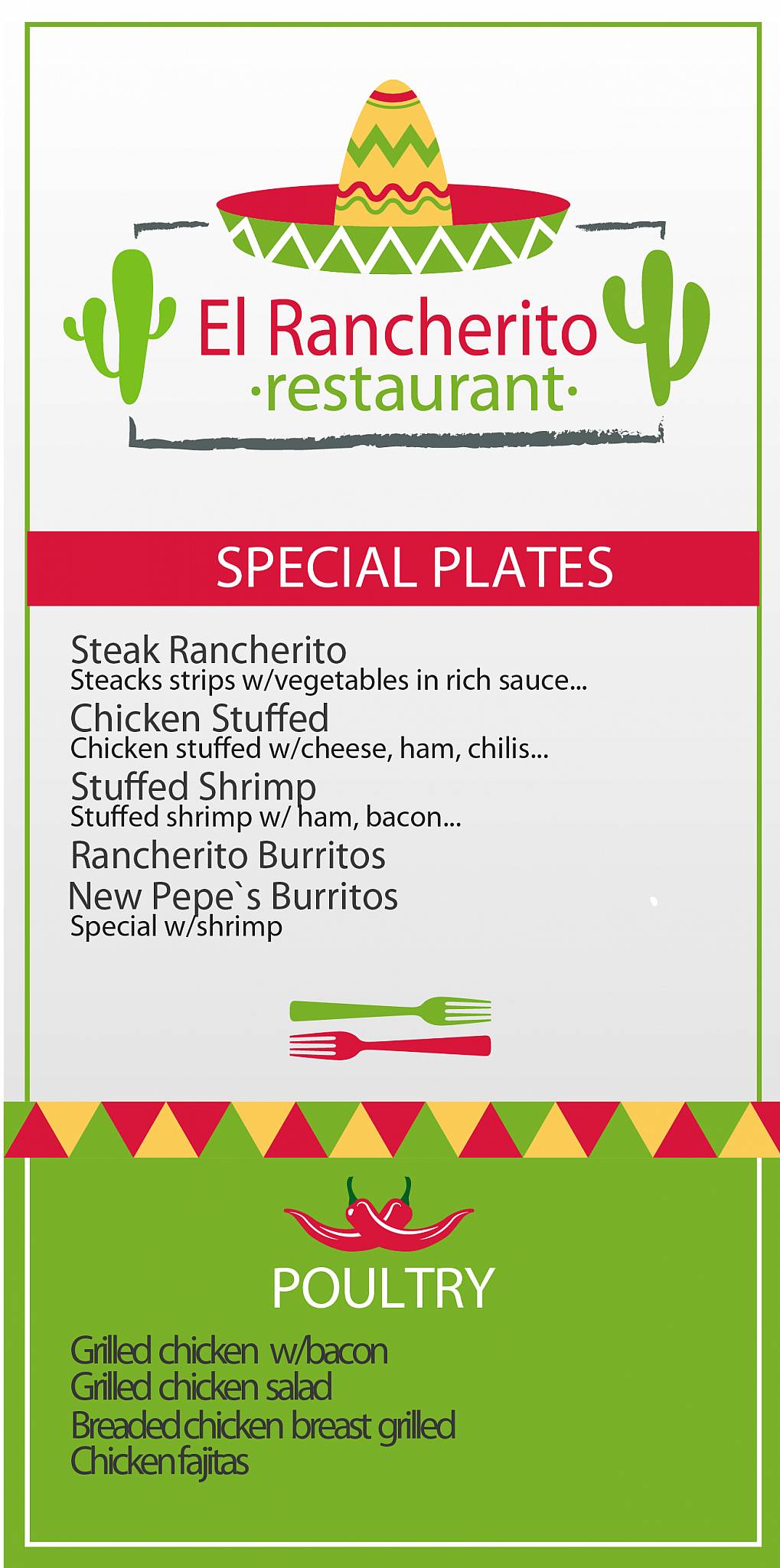 Menu at El Rancherito pub & bar, Los Algodones
