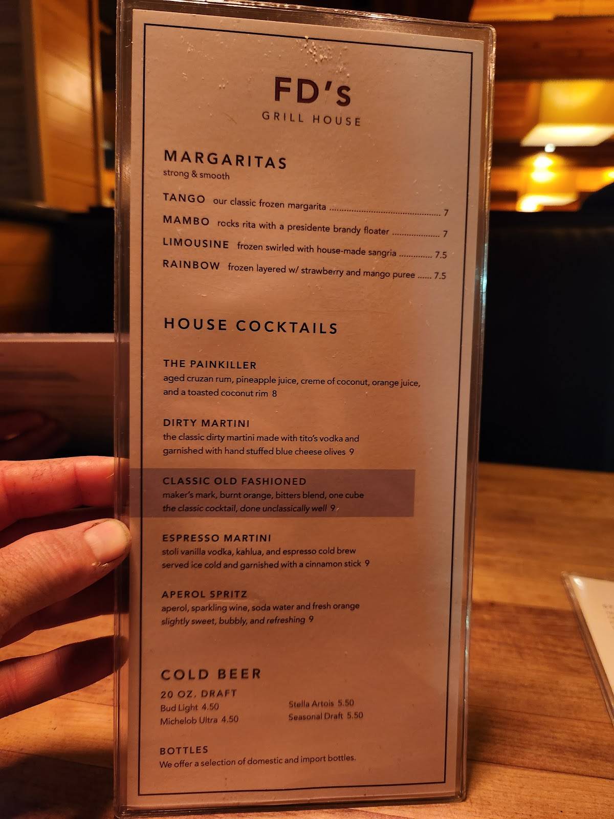 Menu at FD's Grillhouse pub & bar, Springfield