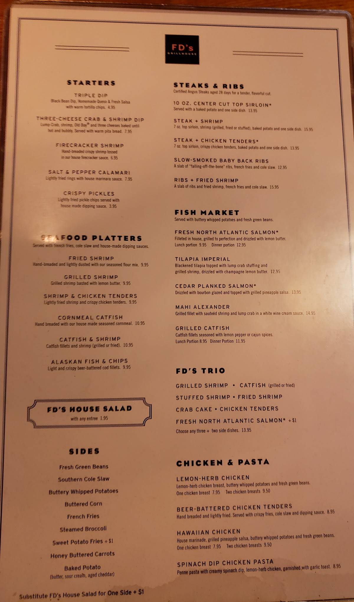 Menu at FD's Grillhouse pub & bar, Springfield