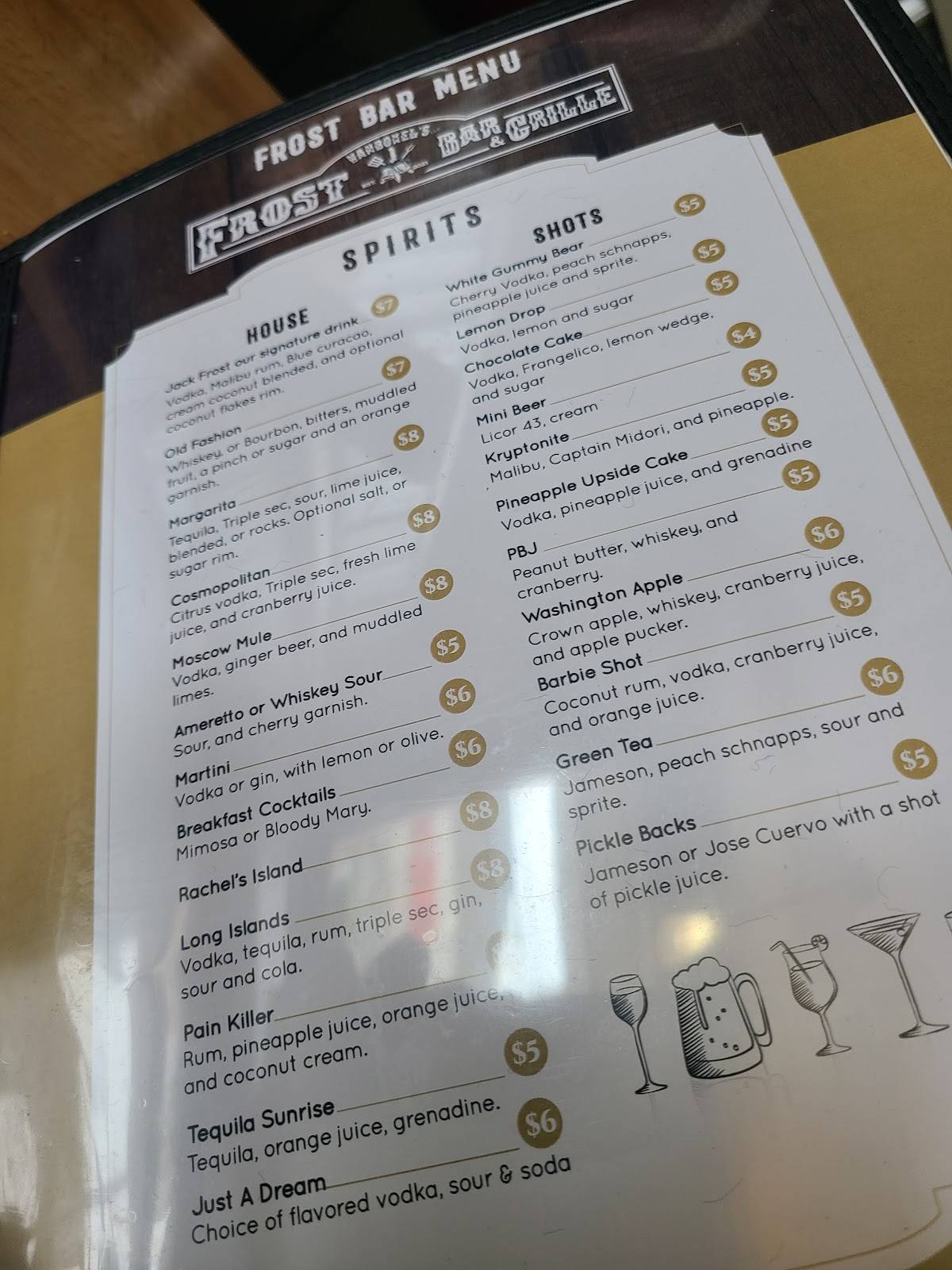 Menu at FROST BAR N Grille, Middlefield