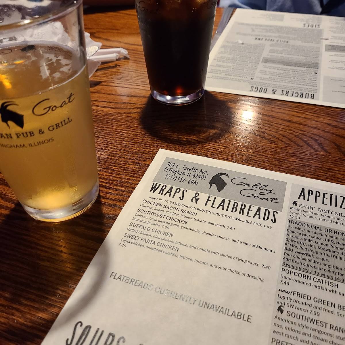 Menu at Gabby Goat American Pub & Grill, Effingham