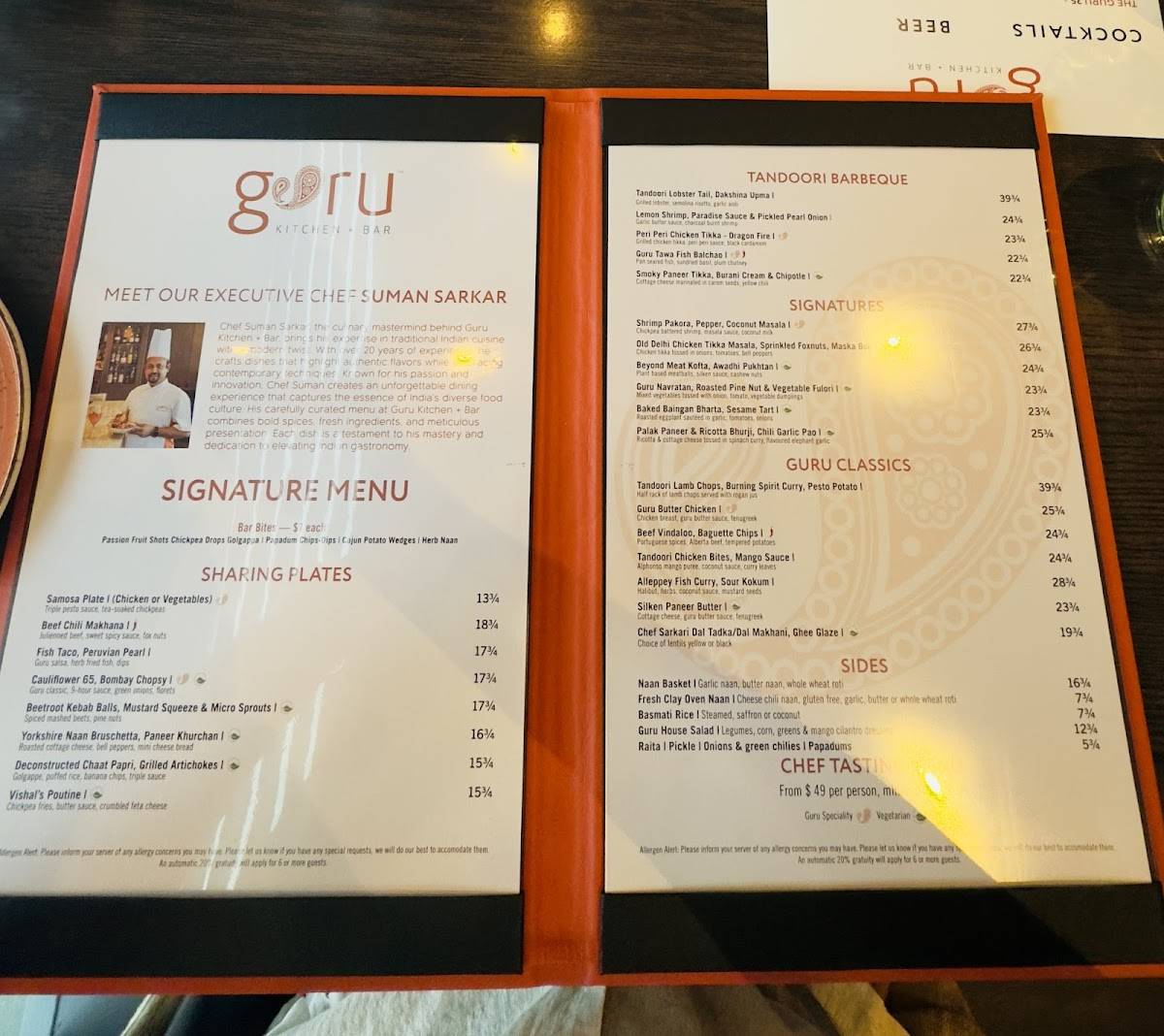 Menu at Guru Kitchen + Bar Ice District, Edmonton, 104 Ave NW