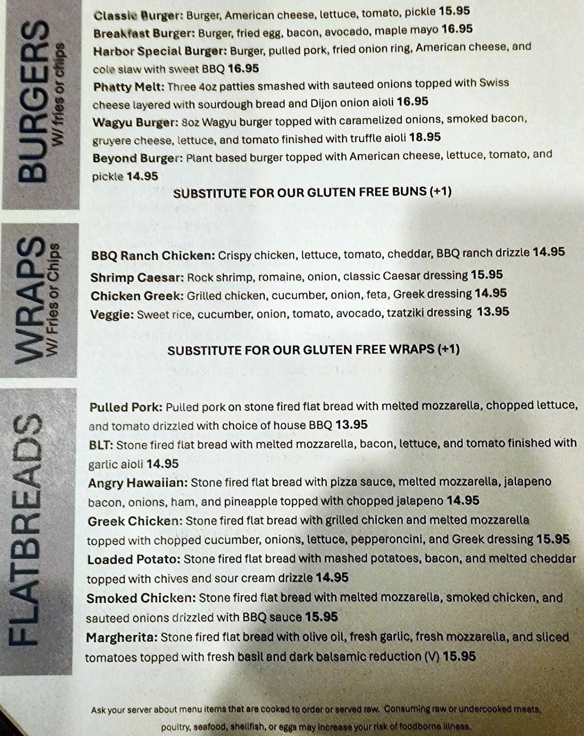 Menu at Harbor Hook & Grille pub & bar, Monroe