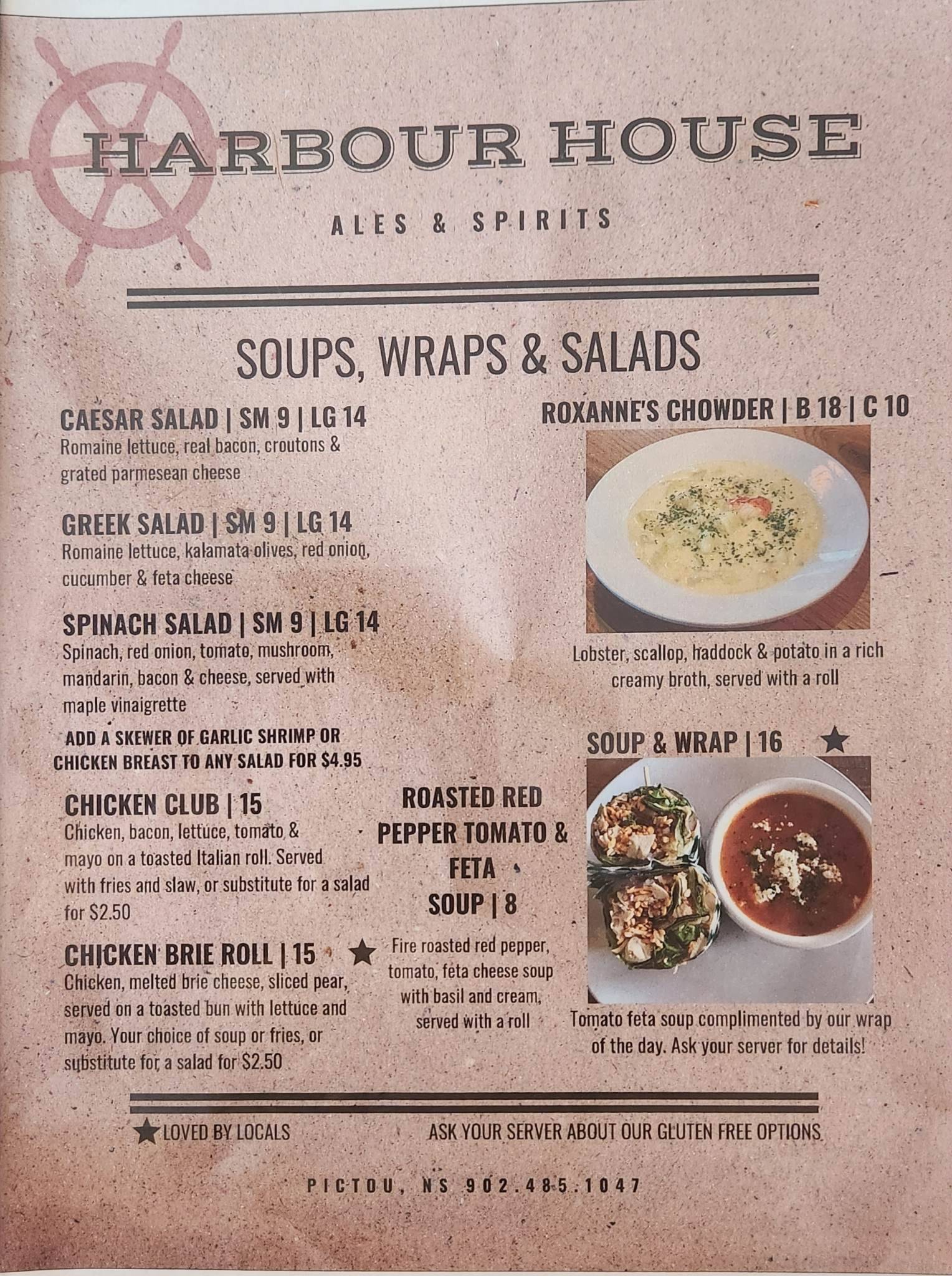 Menu at Harbour House Ales and Spirits pub & bar, Pictou