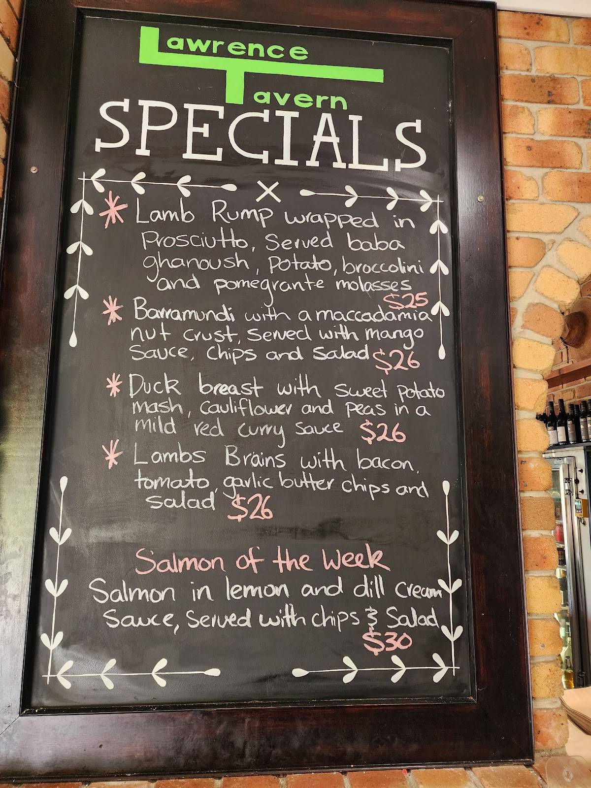Menu at Lawrence Tavern pub & bar, Lawrence