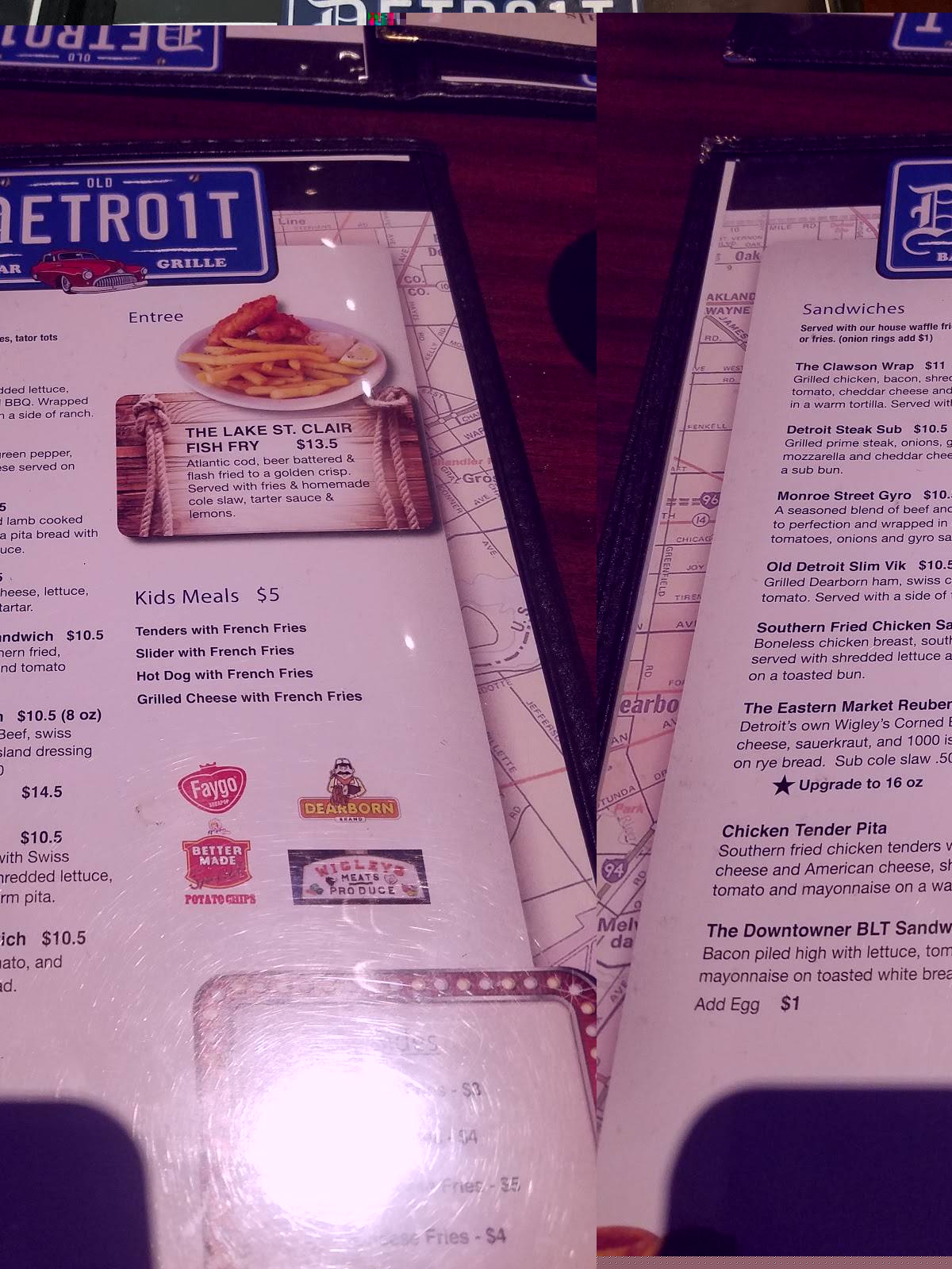Menu at Old Detroit Burger Bar, Clawson