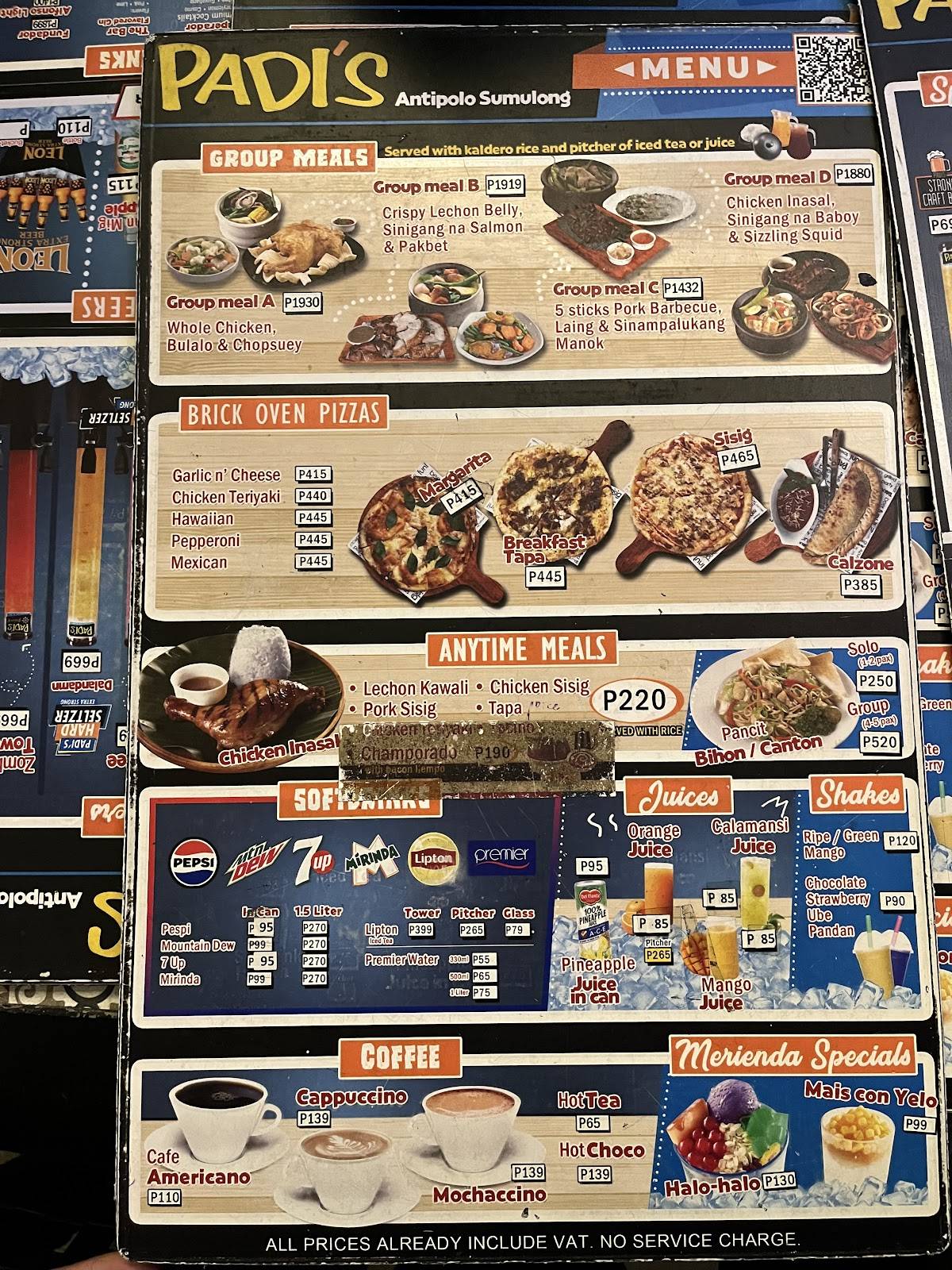 Menu at Padi's Point Sumulong Branch pub & bar, Antipolo, Sumulong Hwy
