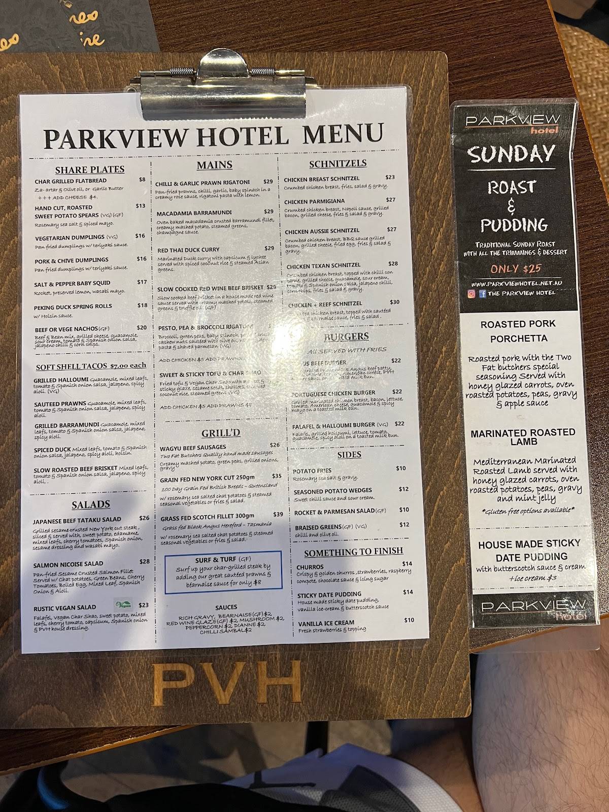 Menu at Parkview Hotel Alexandria restaurant, Alexandria, 178-180 ...