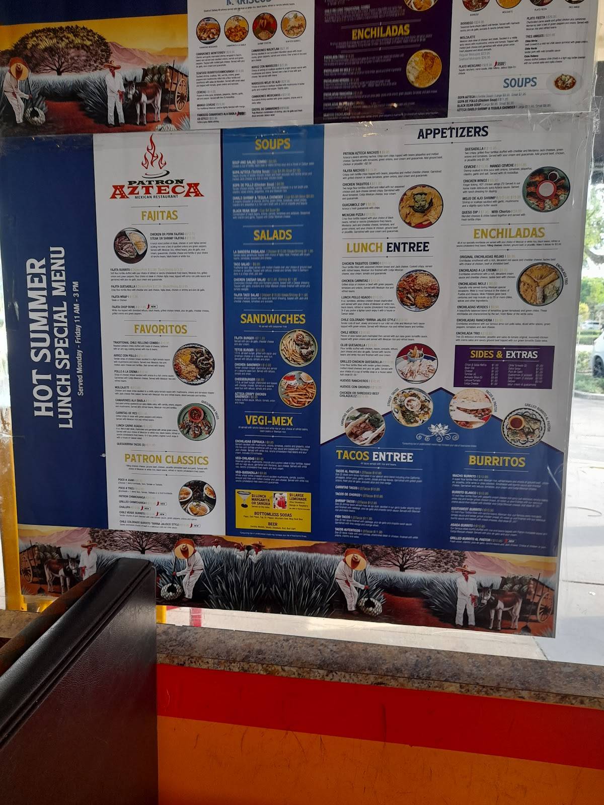 Menu at Patron Azteca pub & bar, Coral Springs