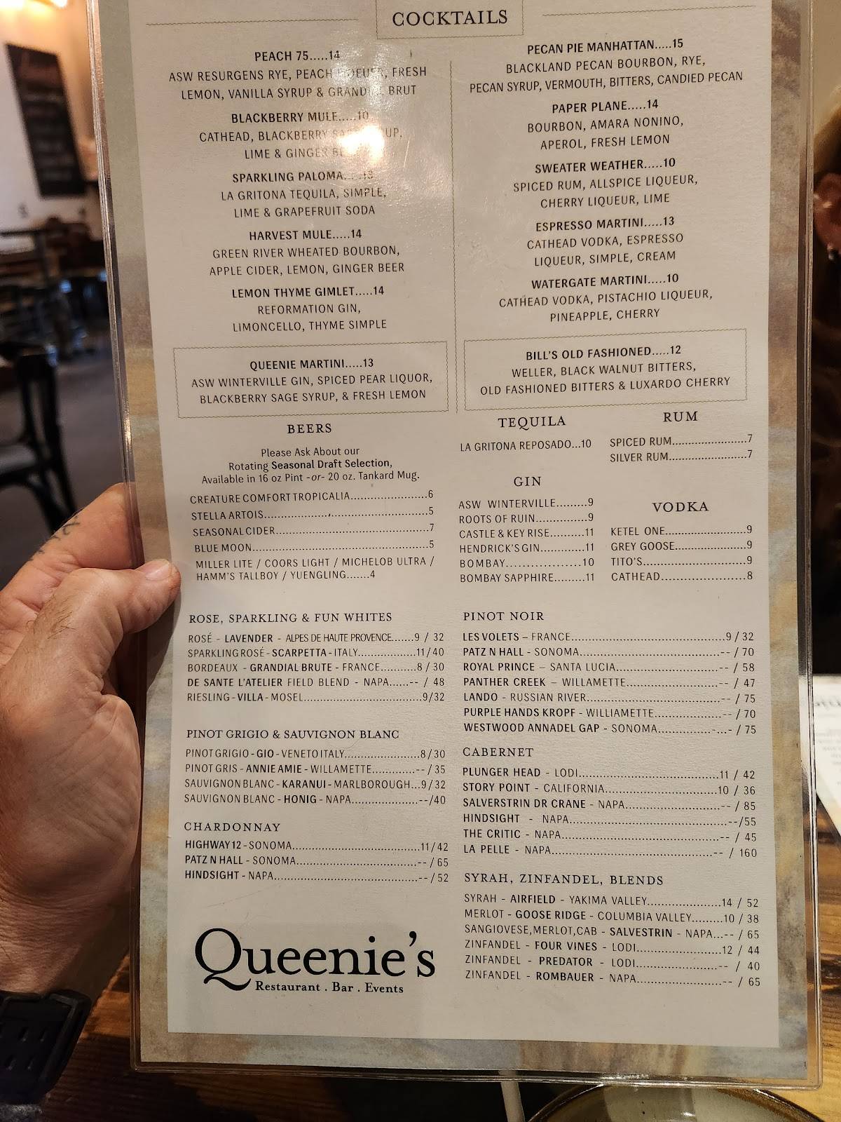 Menu at Queenies pub & bar, Canton