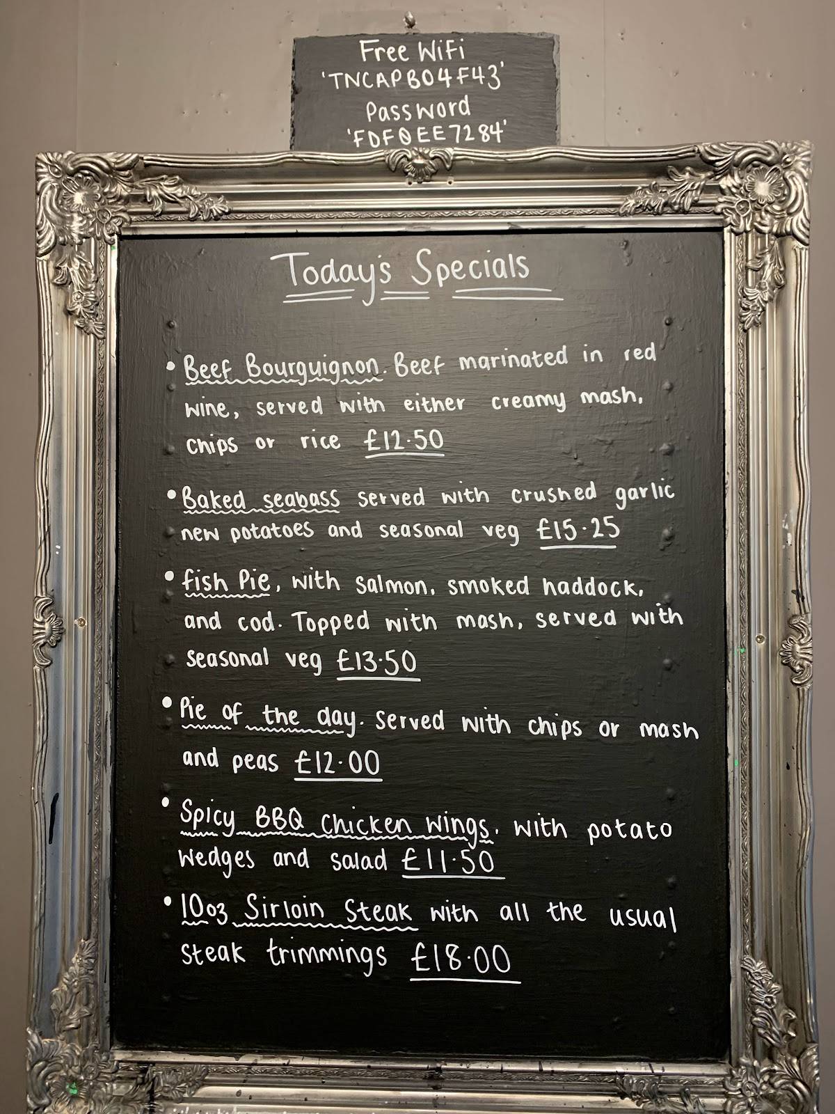 Menu at Red Lion Inn pub & bar, Broughton