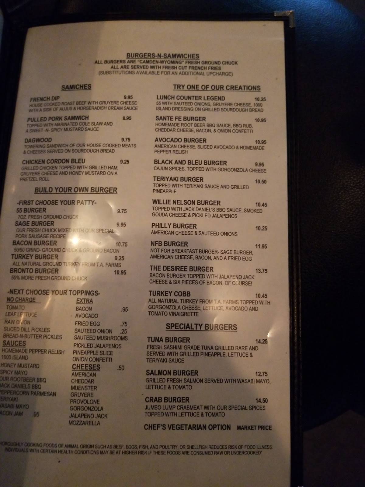 Menu at Restaurant 55, Dover