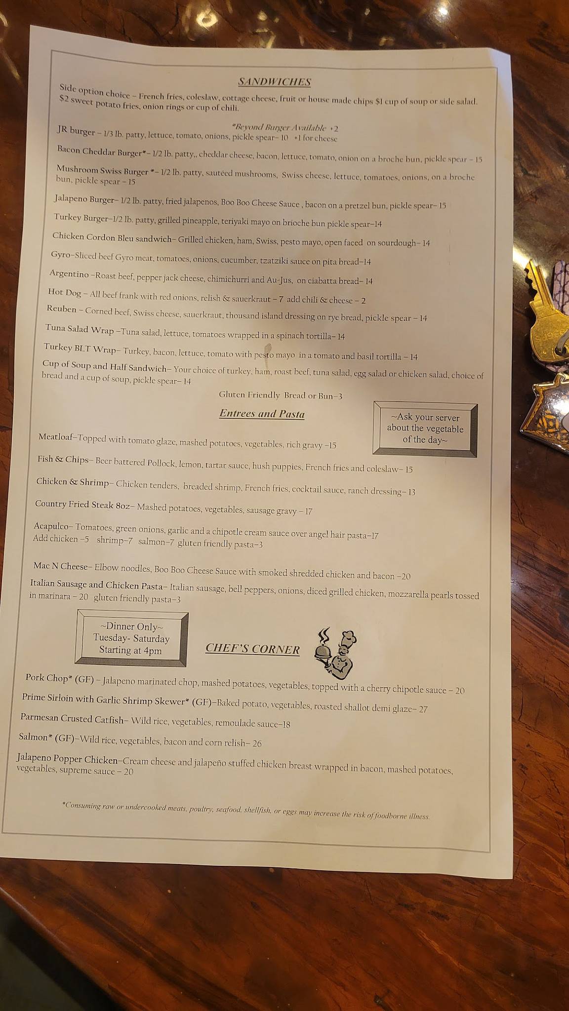 Menu at Robson Ranch Grill pub & bar, Eloy