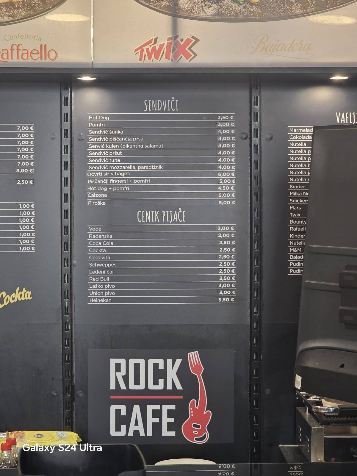 Menu at Rock Cafe, Koper