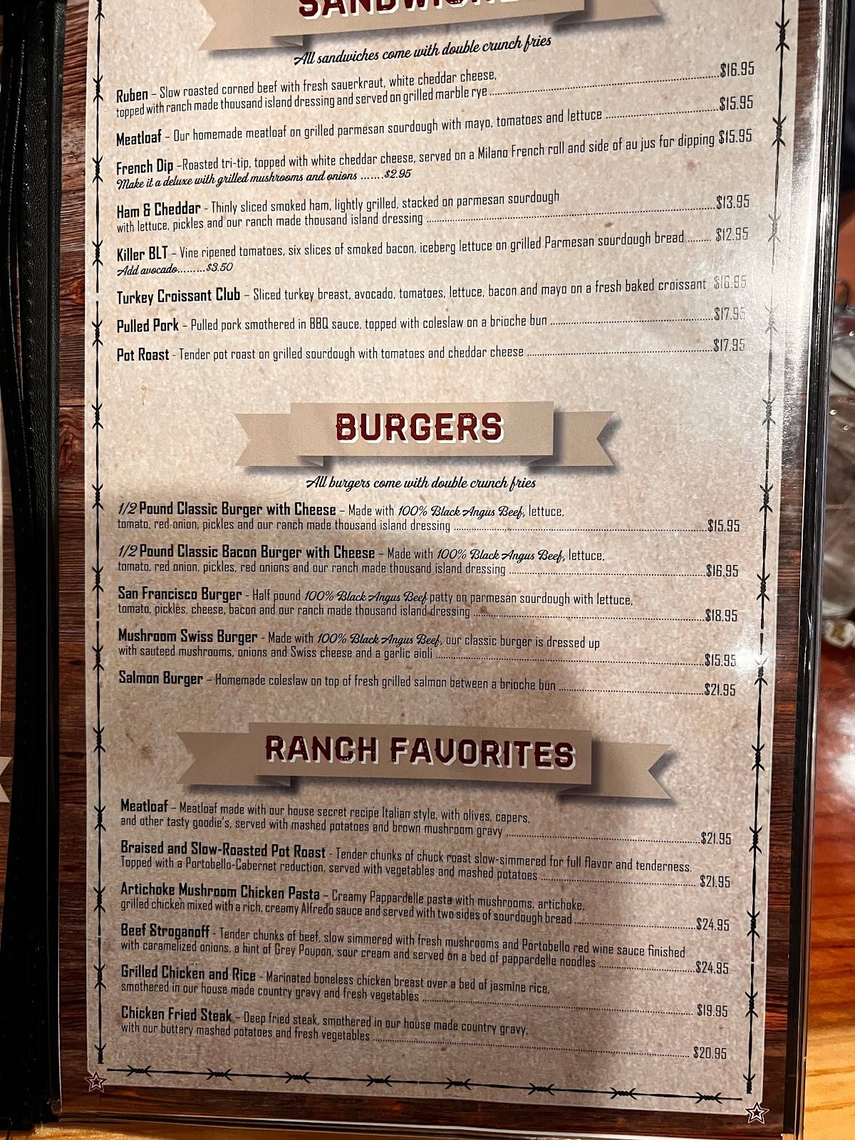 Menu at Rocking K Ranch pub & bar, Hemet