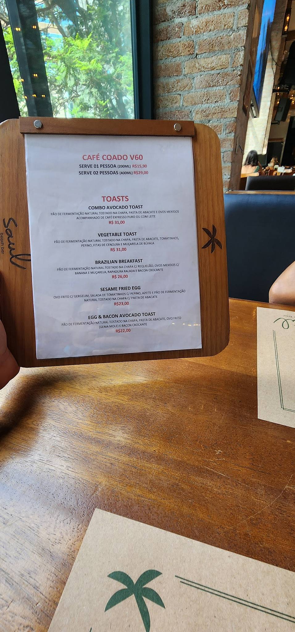 Menu at Saul Beach Bar, São Paulo, R. Ramos Batista