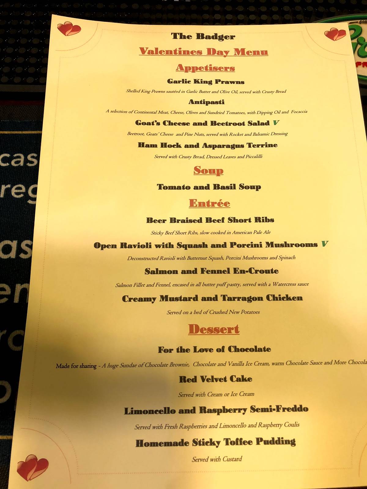 Menu at The Badger pub & bar, Chesterfield, The Badger