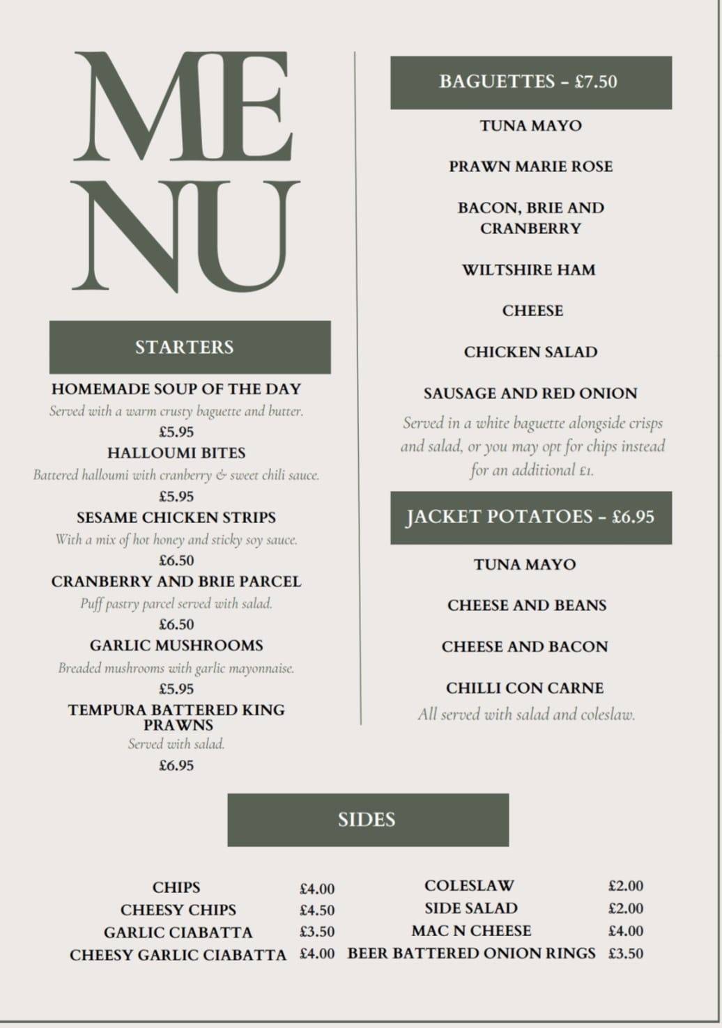 Menu at The Bell Inn Shurdington pub & bar, Cheltenham, Shurdington Rd