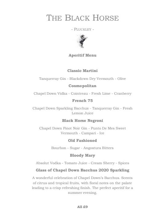 Menu at The Black Horse pub,Pluckley, Bethersden, The St