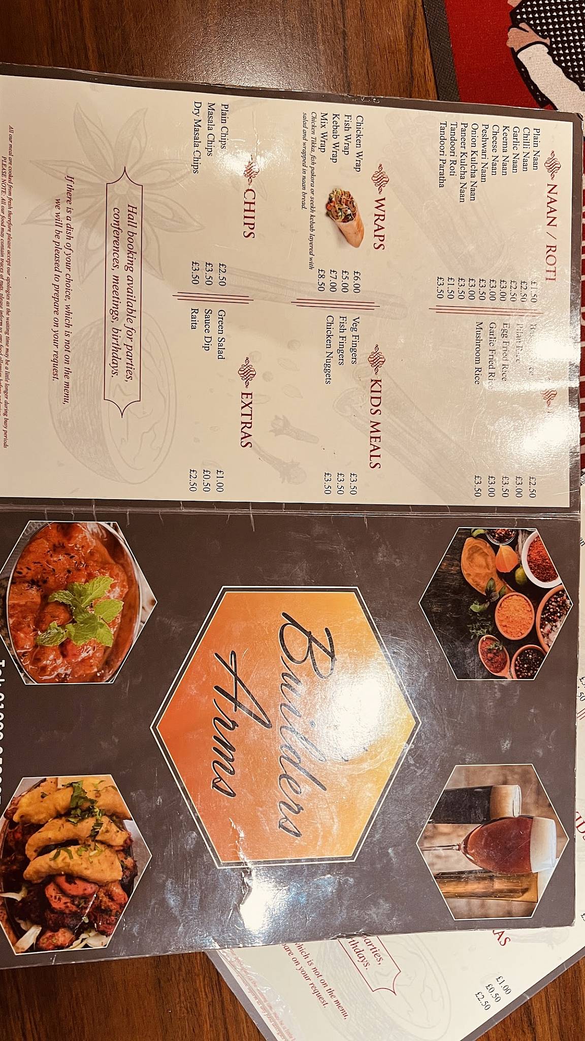 Menu at The Builders Arms pub & bar, Wolverhampton