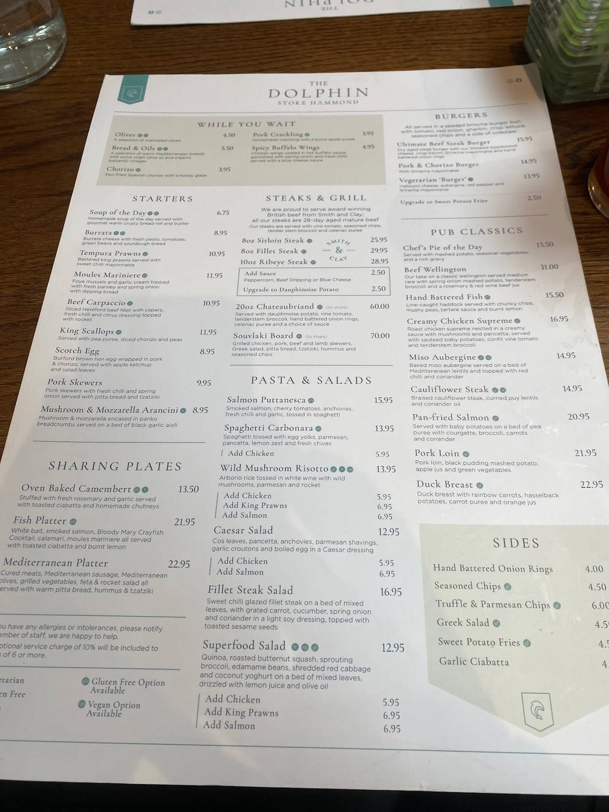 Menu at The Dolphin Pub, Leighton Buzzard
