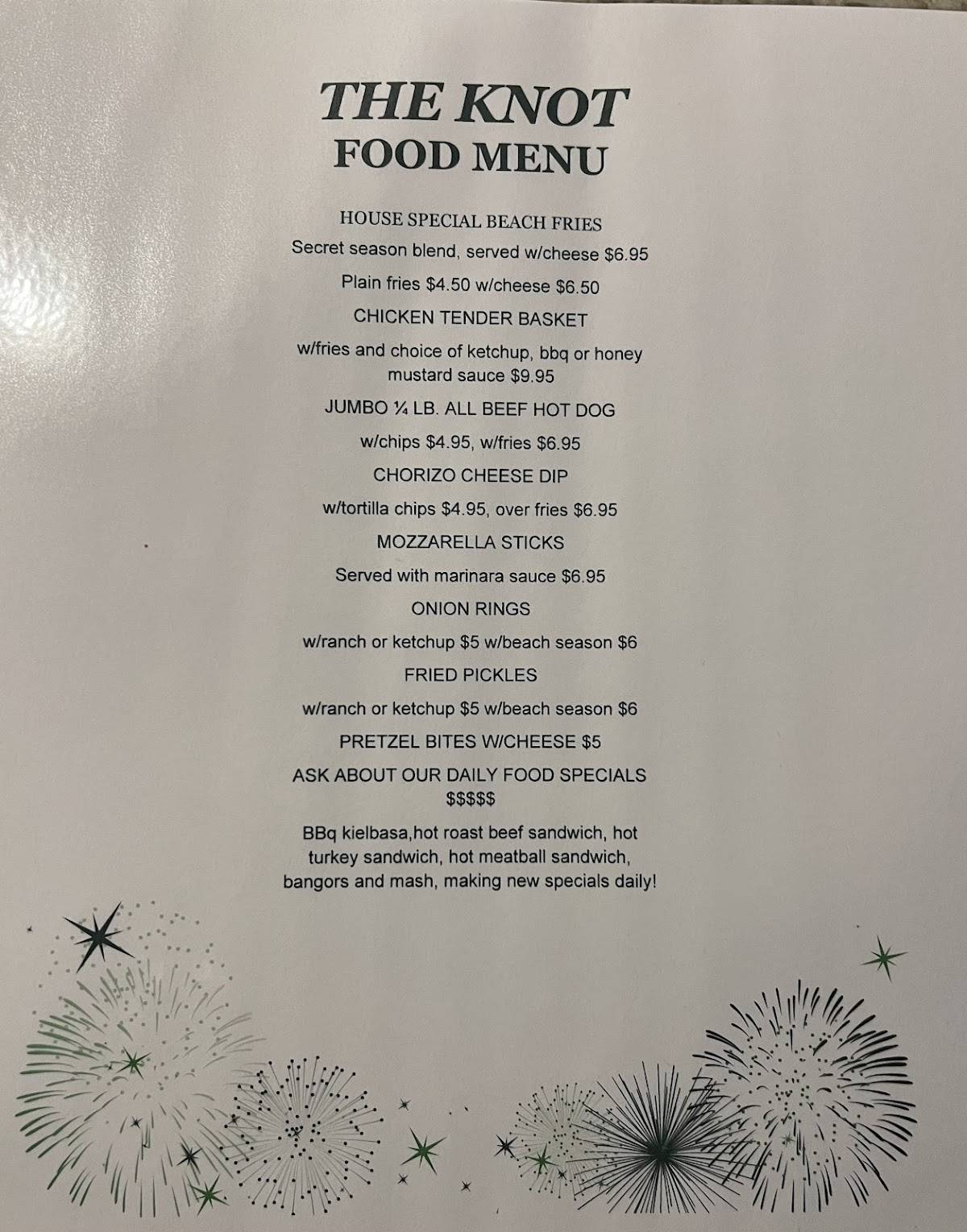 Menu at The Knot at Windy Hill pub & bar, North Myrtle Beach