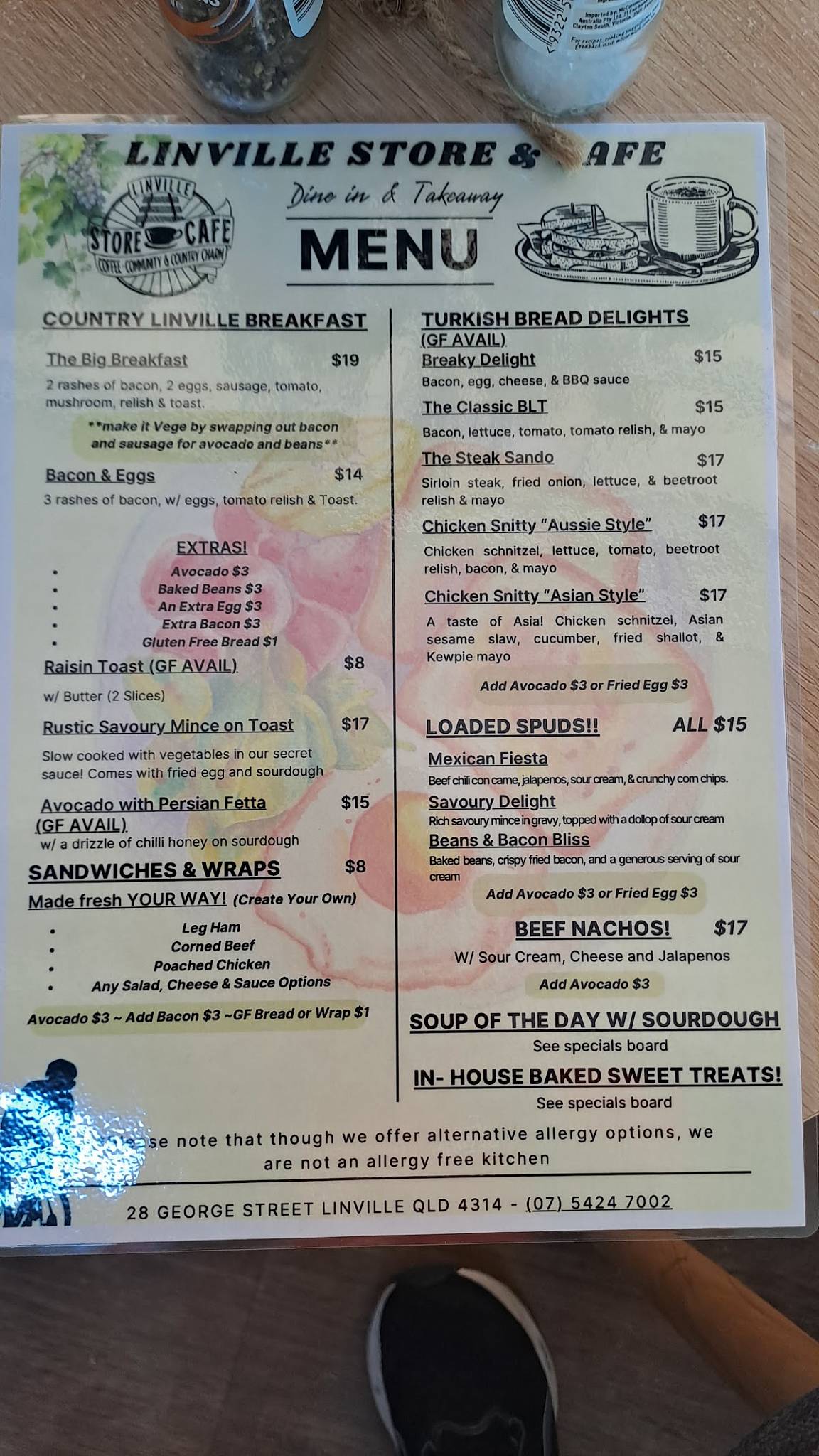 Menu at The Linville Hotel pub & bar, Linville