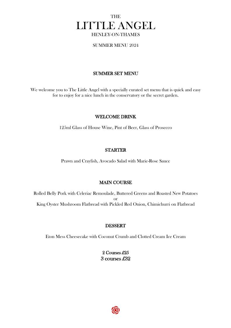 Menu at The Little Angel pub & bar, Henley-on-Thames
