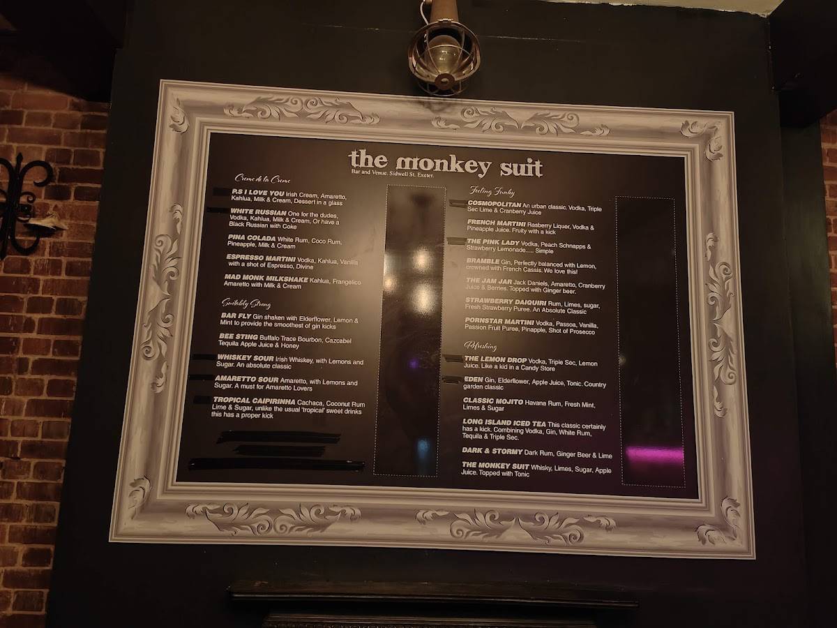 Menu at The Monkey Suit pub & bar, Exeter