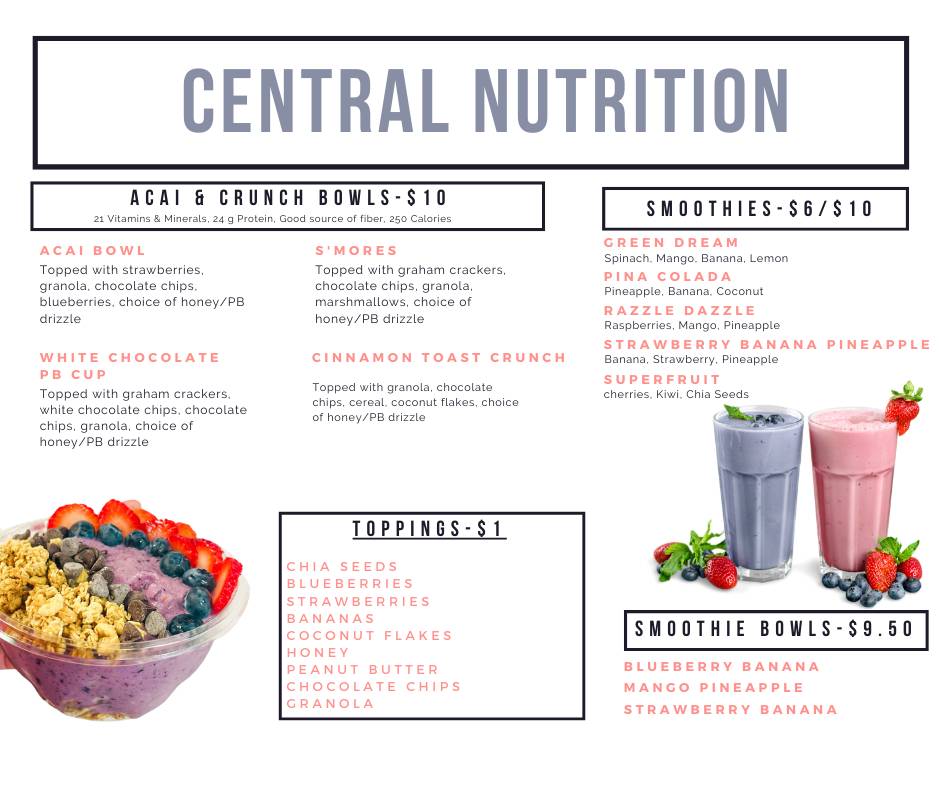 Menu at The Nutrition Spot pub & bar, Sedalia