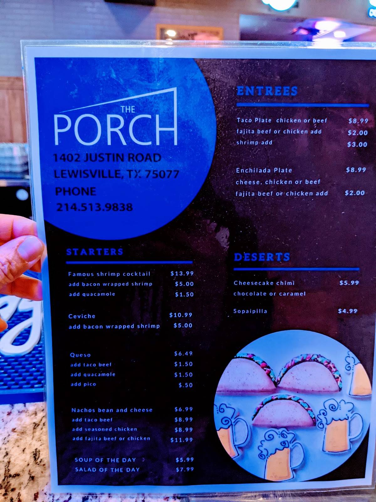 Menu at The Porch Patio Bar & Kitchen, Lewisville