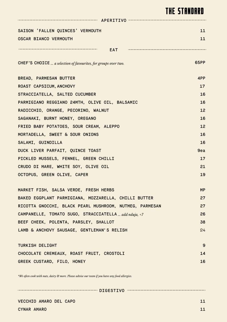Menu at The Standard pub & bar, Northbridge