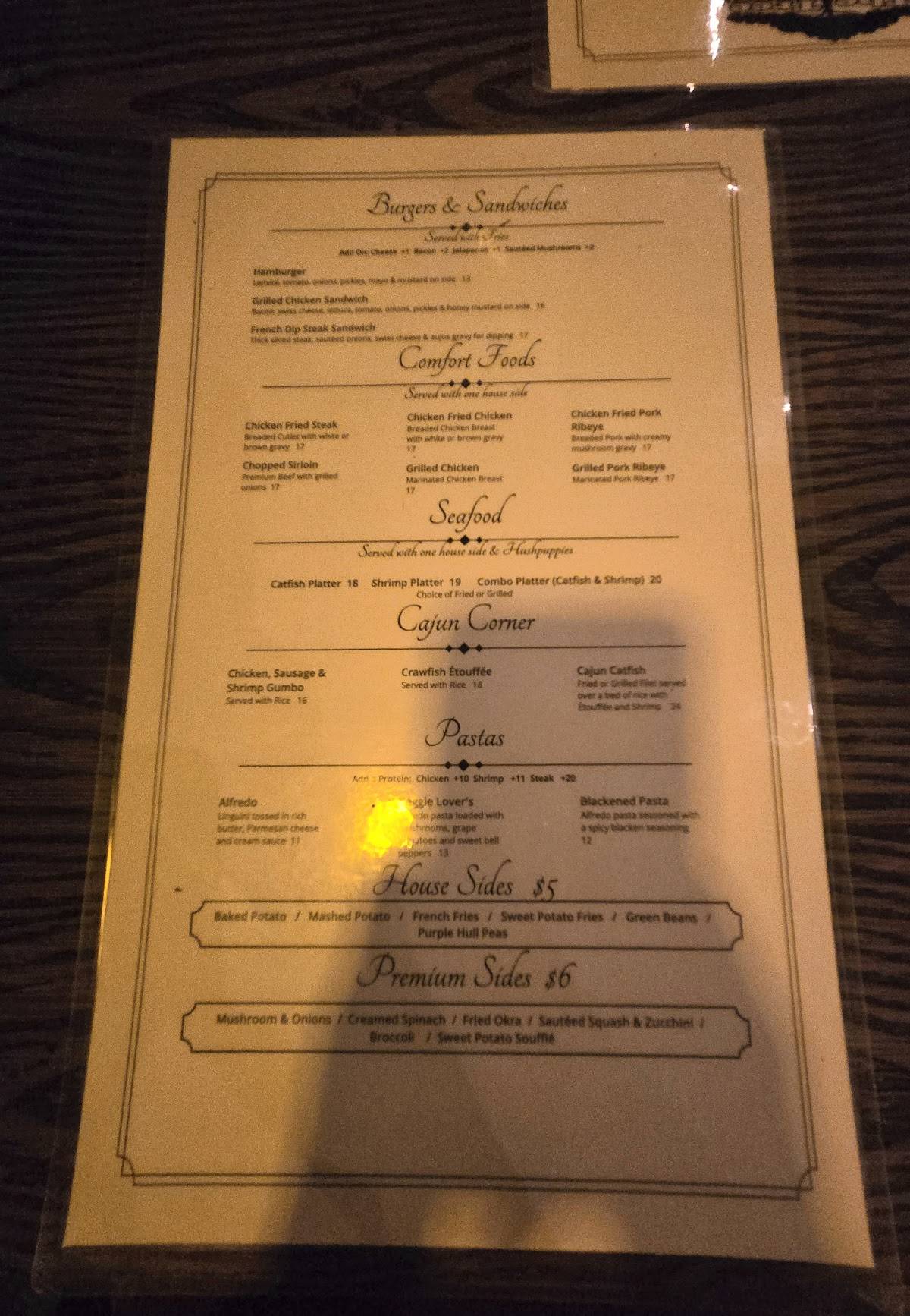 Menu at The Tree Restaurant Bar and Grill, Lumberton