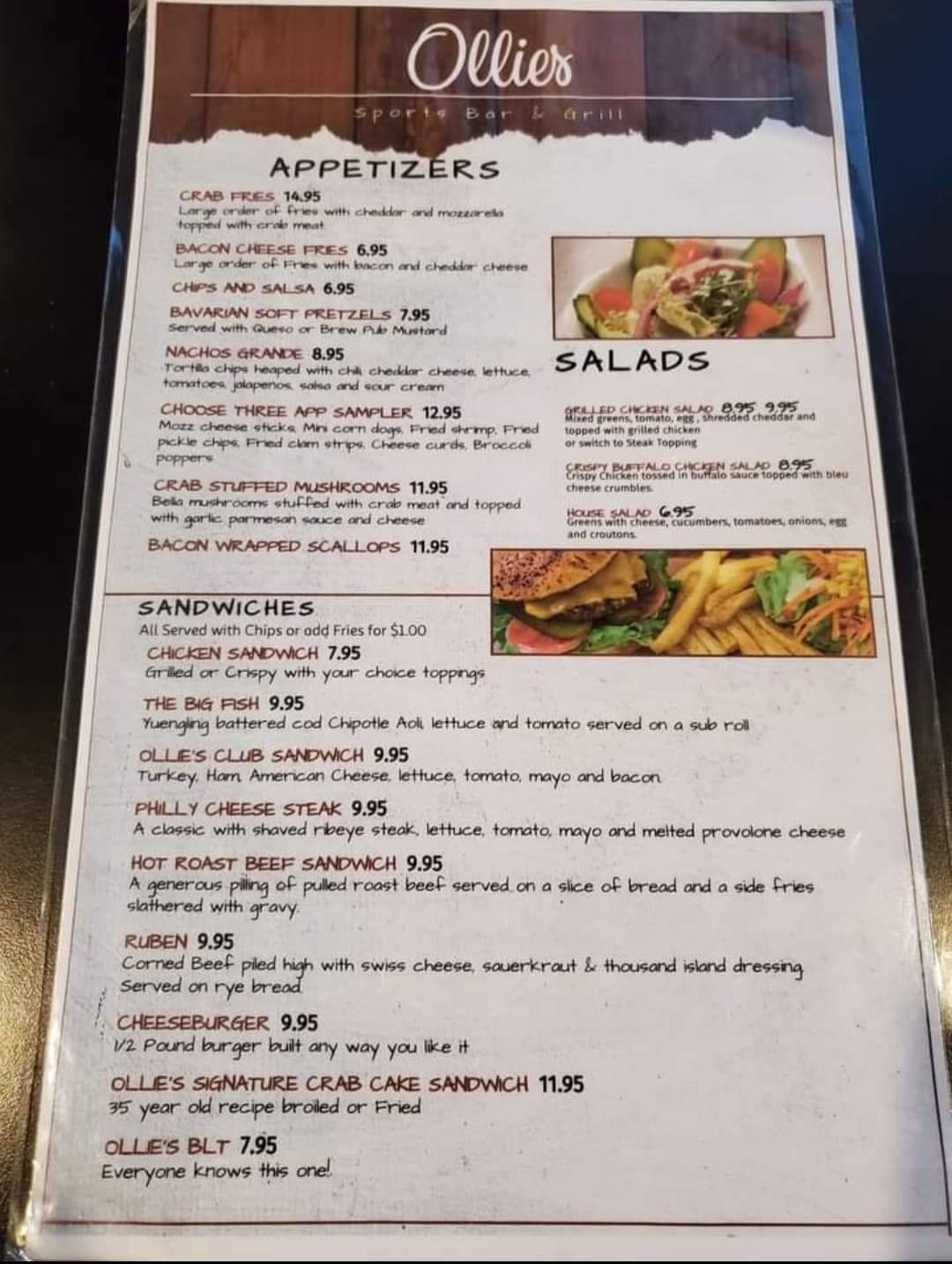 Menu at Ollie's Sports Bar & Grille/VIP Lounge, Martinsburg, 36 Veronica Dr