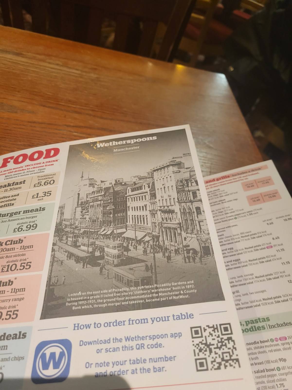Menu at Wetherspoons pub & bar, Manchester, Piccadilly House