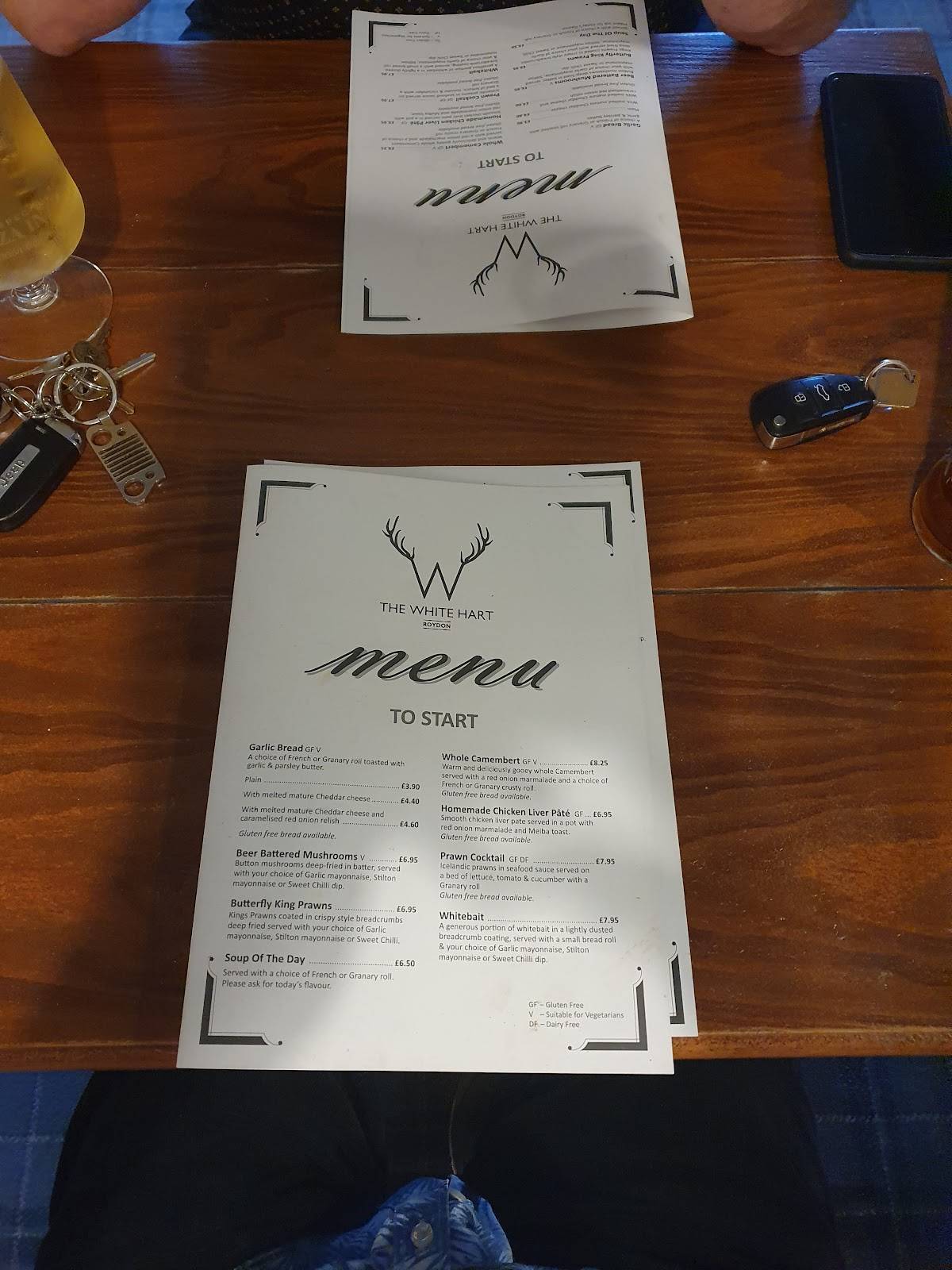 Menu at White Hart at Roydon pub & bar, Diss